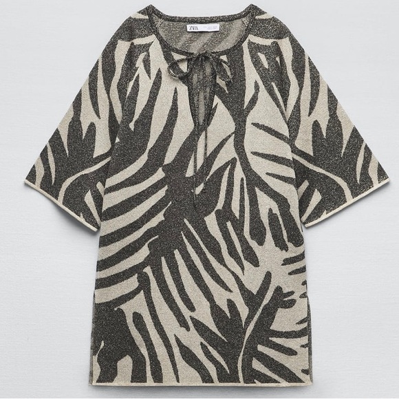 Zara | Tops | Zara Nwt Leaf Jacquard Knit Tunic M | Poshmark